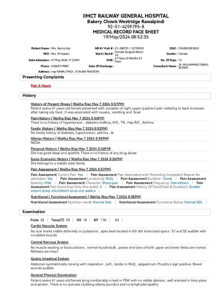 Hims patient report | PDF | Pain | Medical Specialties