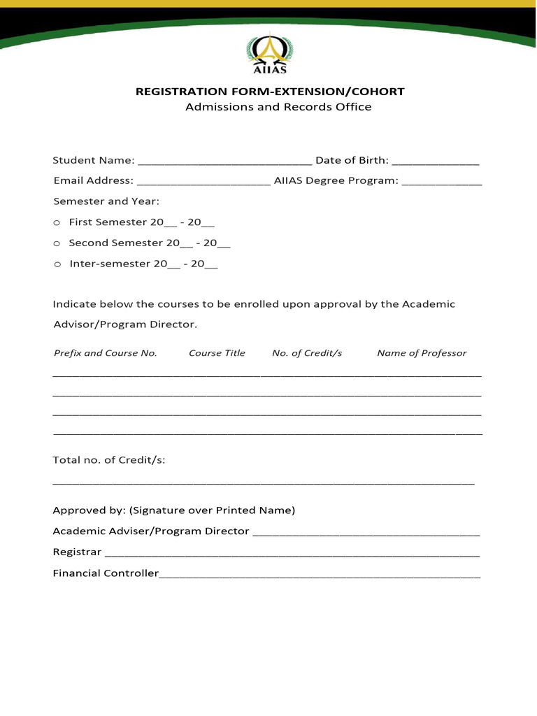 Registration Form - Extension-Cohort TO USE | PDF