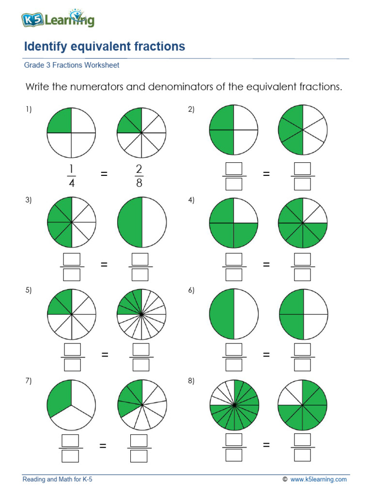 Grade_3_Fractions_Worksheet_-_Identify_equivalent_fractions | PDF