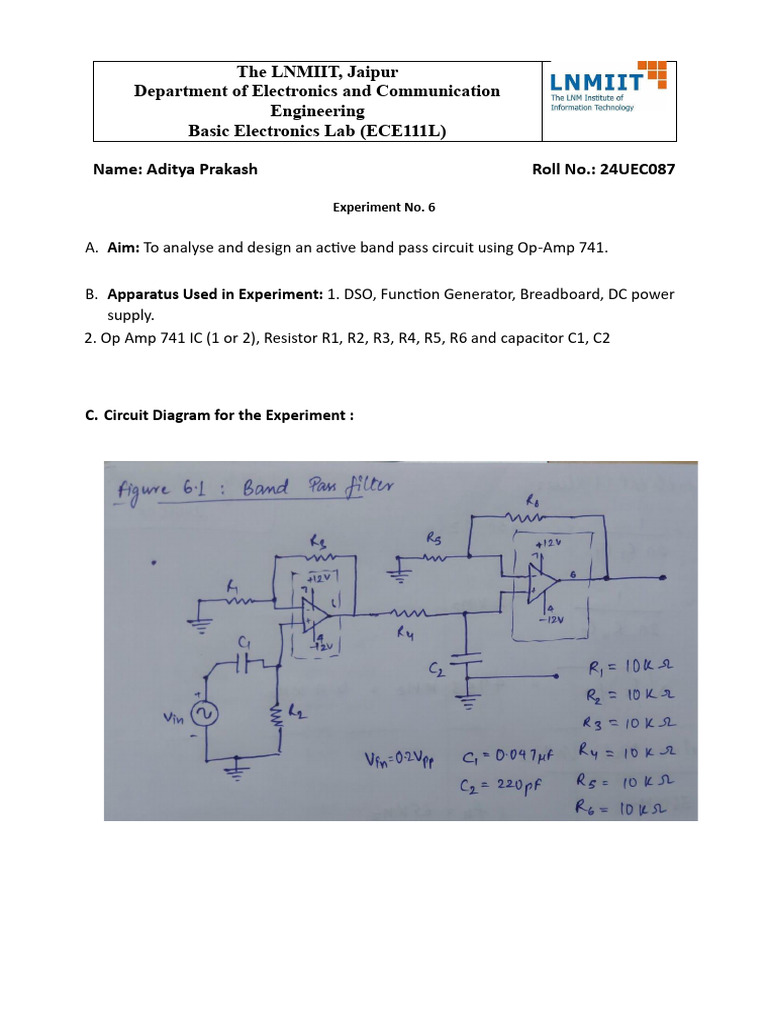 24UEC087 Experiment 6 | PDF