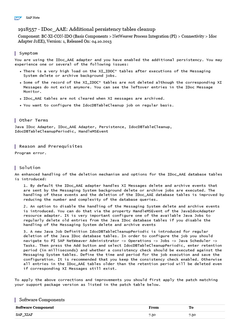 Doc_AAE Additional persistency tables cleanup | PDF | Databases ...