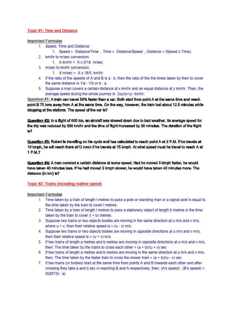 Speed, Distance, and Time Formulas | PDF | Area | Interest