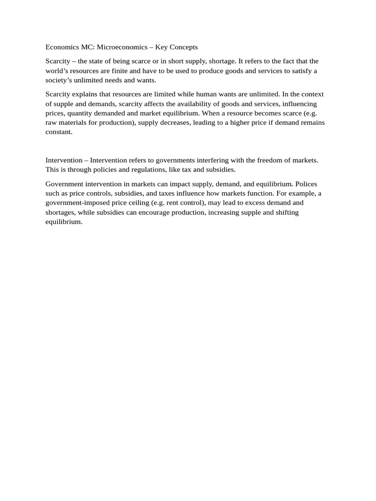 Economics Key Concepts Linking To Supply and Demand | PDF