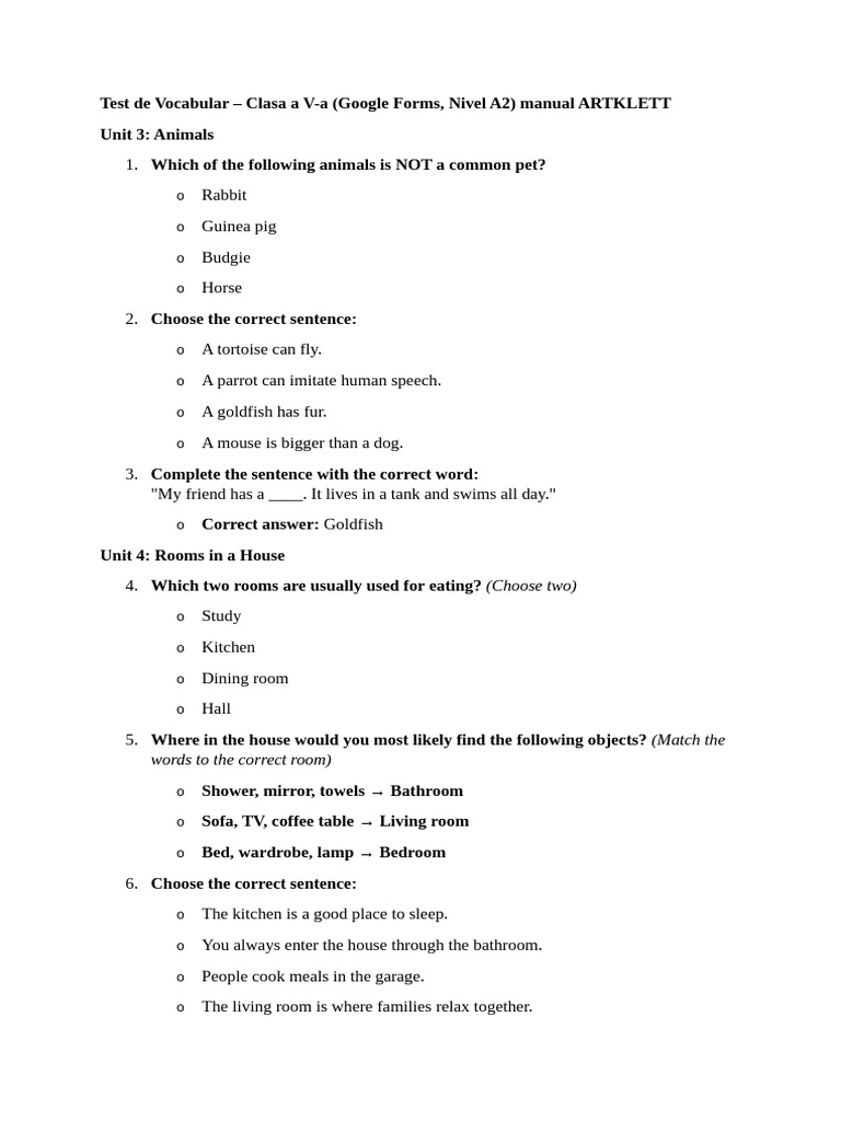 Vocab Quiz for 5th Graders | PDF