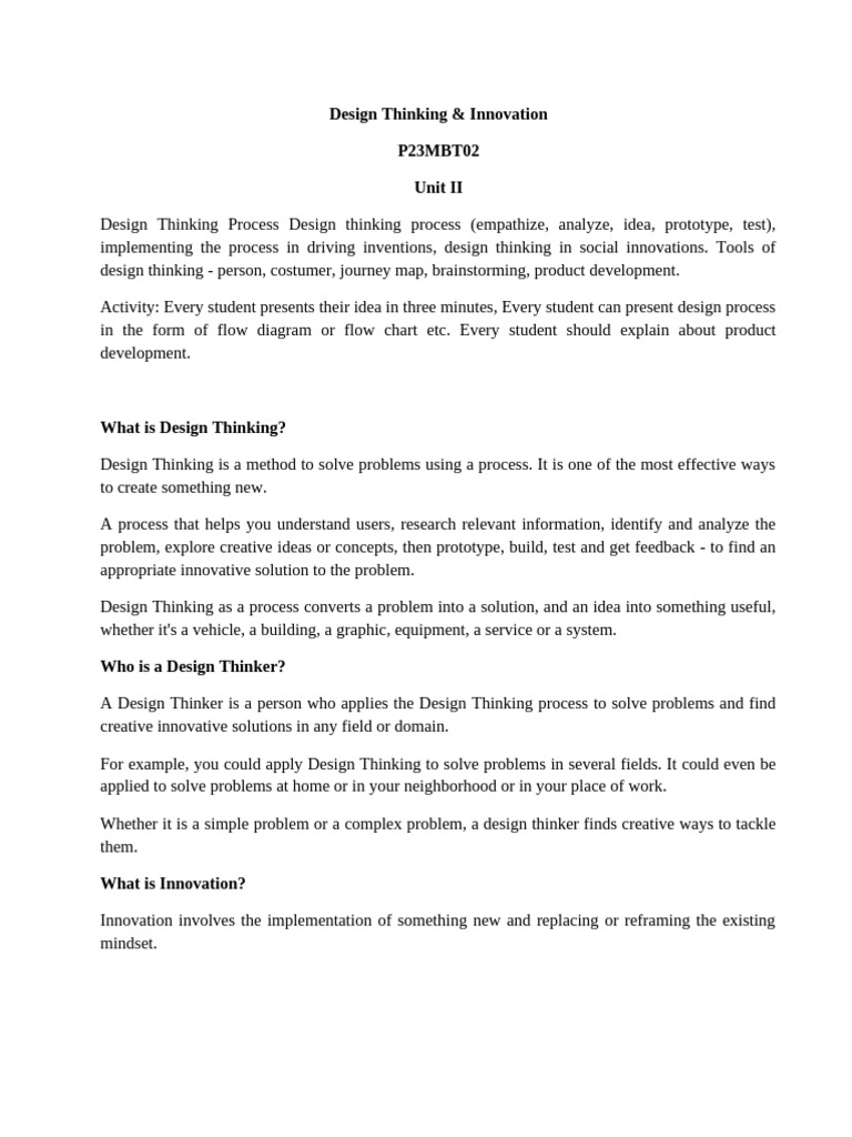 Design Thinking Unit2 R23 | PDF | Design Thinking | Prototype