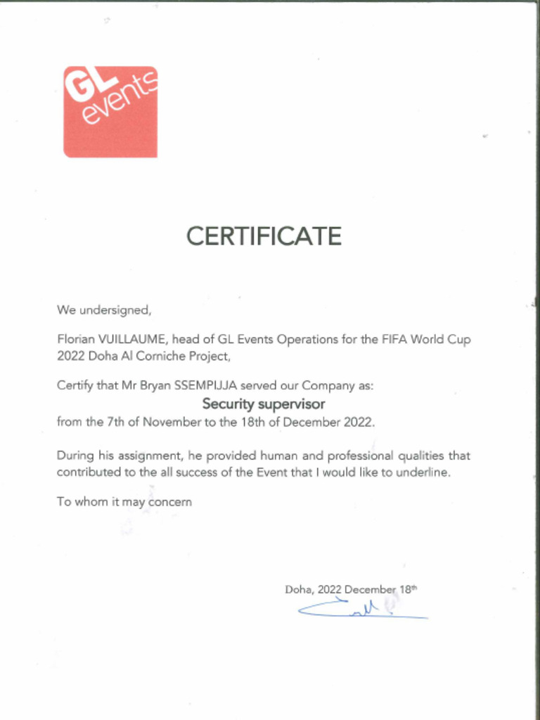 World Cup Recognition Certificate | PDF