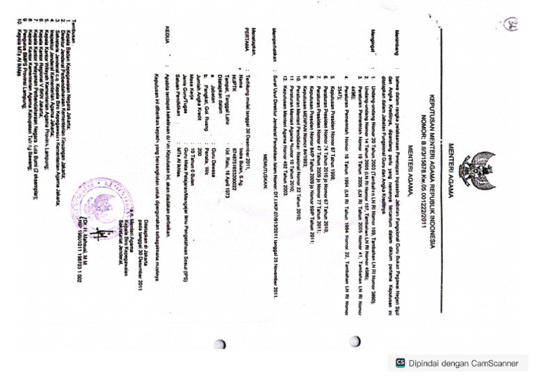 Indra Bulan - SK Inpassing | PDF