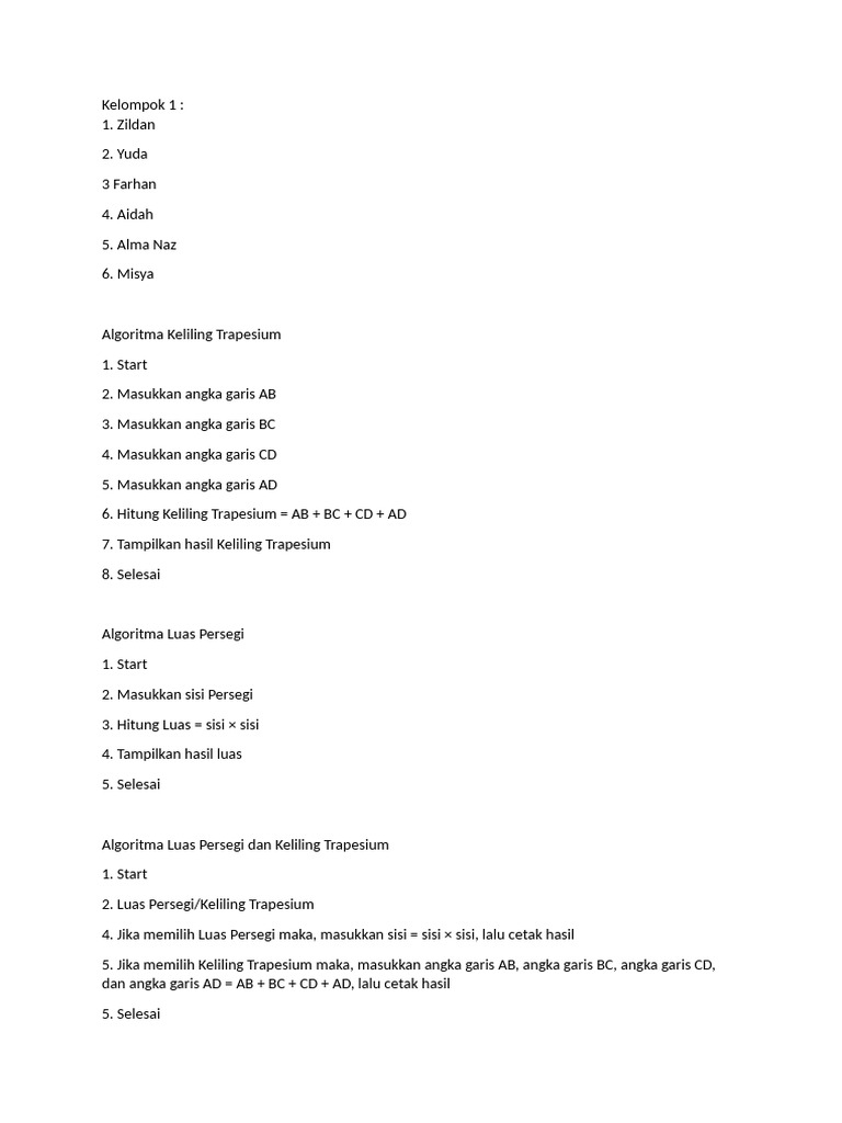 Algoritma Kelompok 1 | PDF