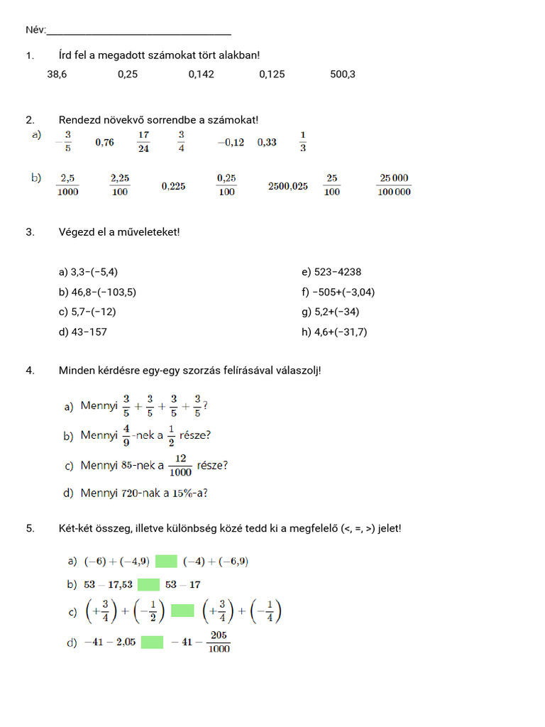 7 Osztaly Dolgozat | PDF