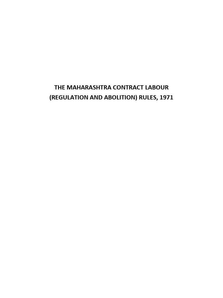 Maharashtra Contract Labour Rules 1971 | PDF | License | Appeal