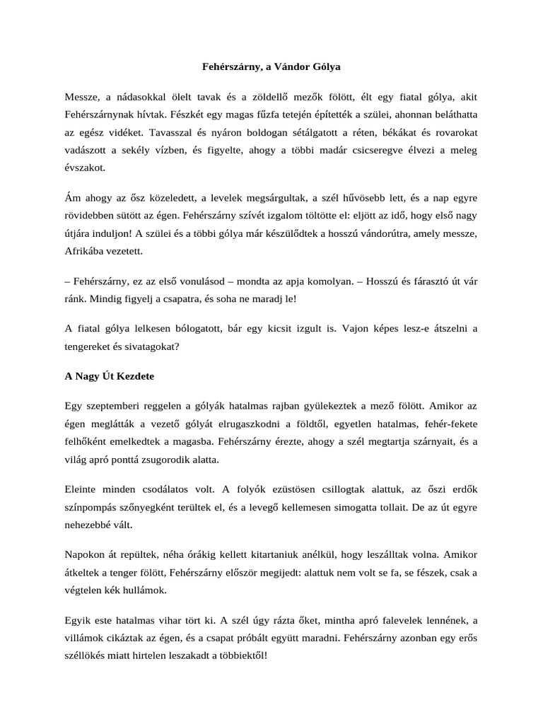 Fehérszárny - mese | PDF