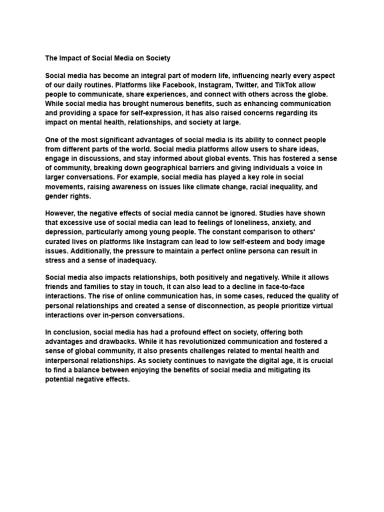 The Impact of Social Media On Society | PDF