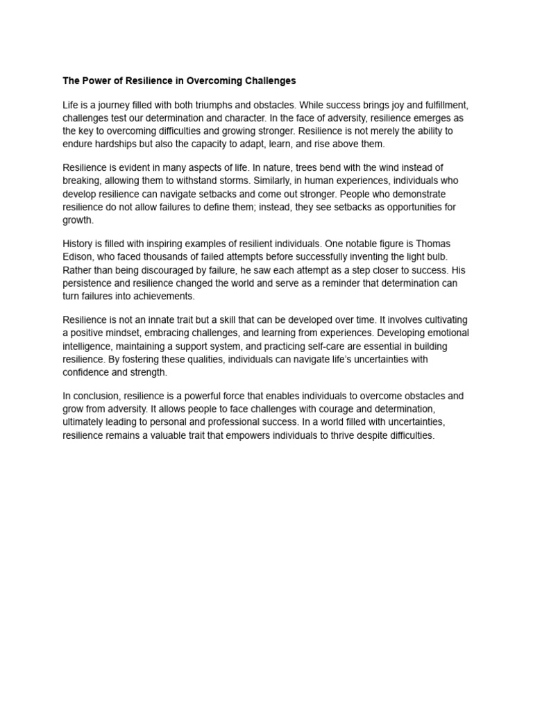 Resilience: Key to Overcoming Challenges | PDF