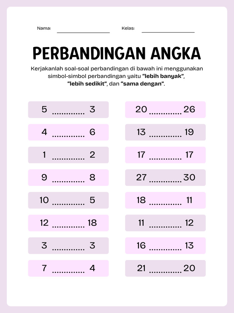 Kerjakanlah Soal-soal Perbandingan Di Bawah Ini Dengan “Lebih Banyak ...