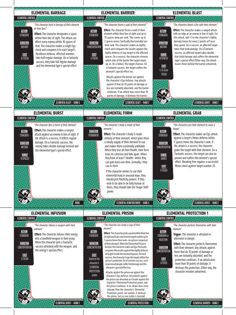 Elemental Powers and Abilities Guide | PDF