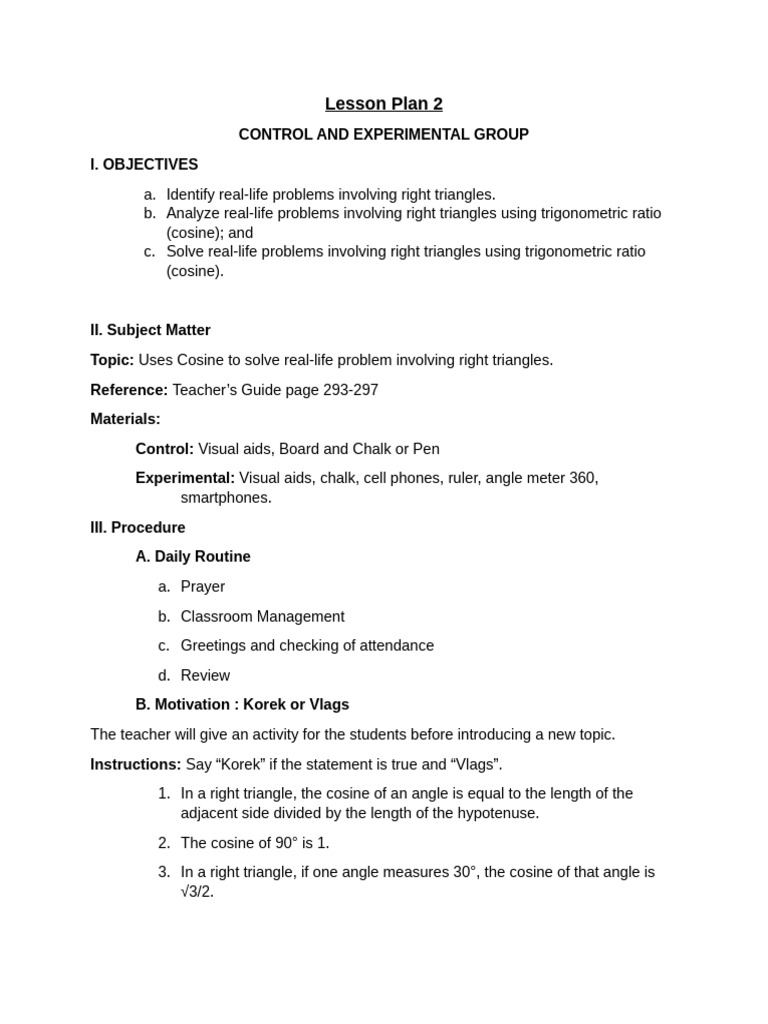 Lesson Plan 2 | PDF | Trigonometry | Euclidean Geometry