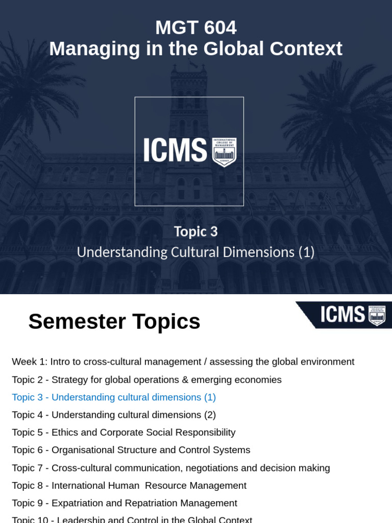 MGT604 Topic 3 Lecture - Understanding Cultural Dimensions | PDF ...