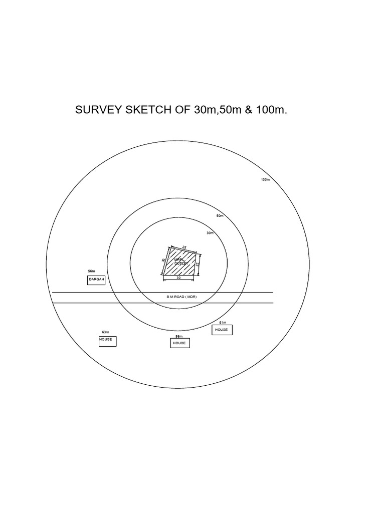 Survey Sketch of 30m, 50m, 100m Layout | PDF