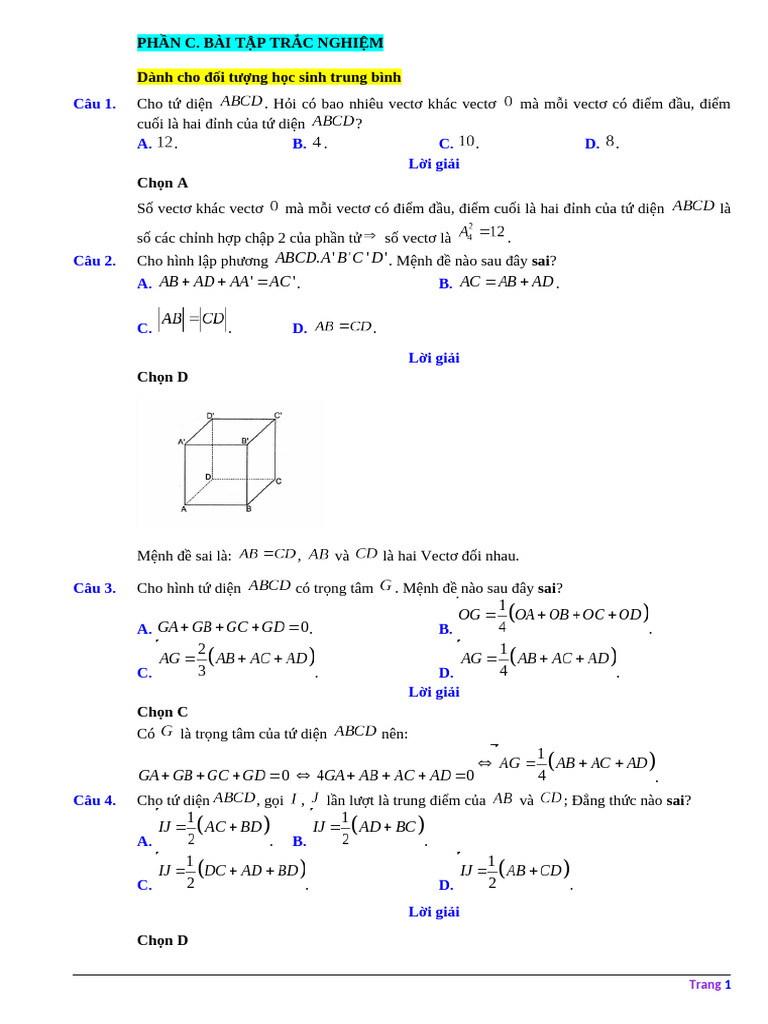 Phan C. Bai Tap Trac Nghiem - Dapan | PDF