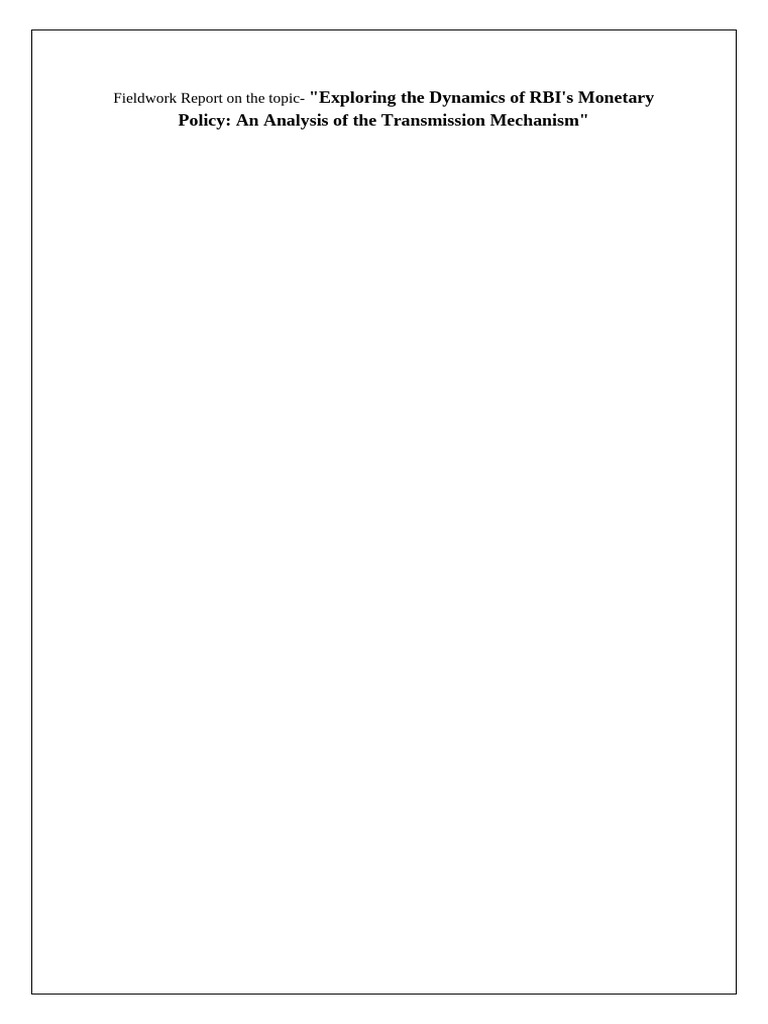 Fieldwork Report On The Topic | PDF