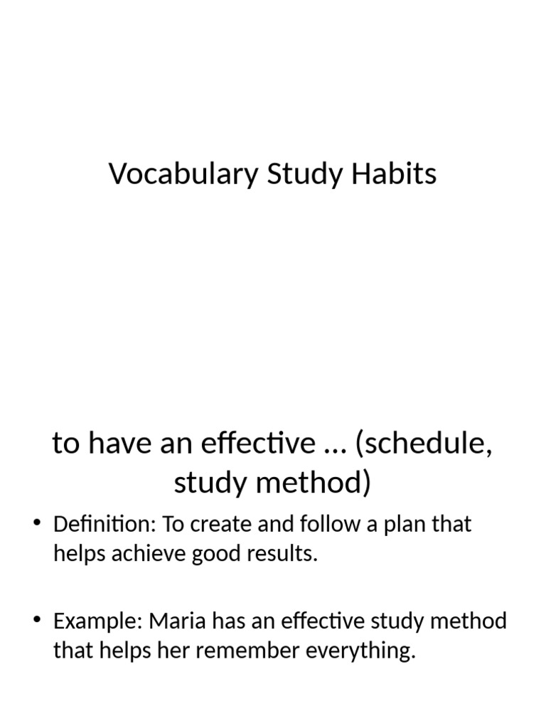 ESOL Study Habits Vocabulary | PDF