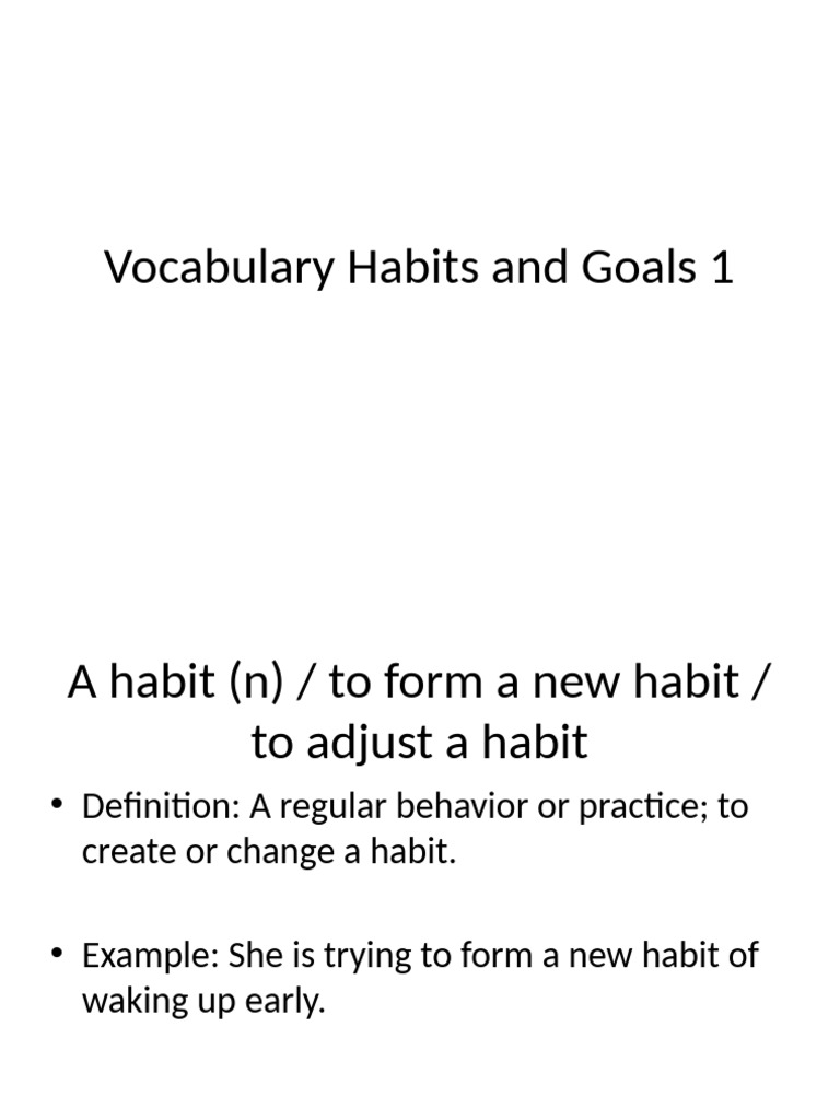 ESOL Habits and Goals Vocabulary | PDF