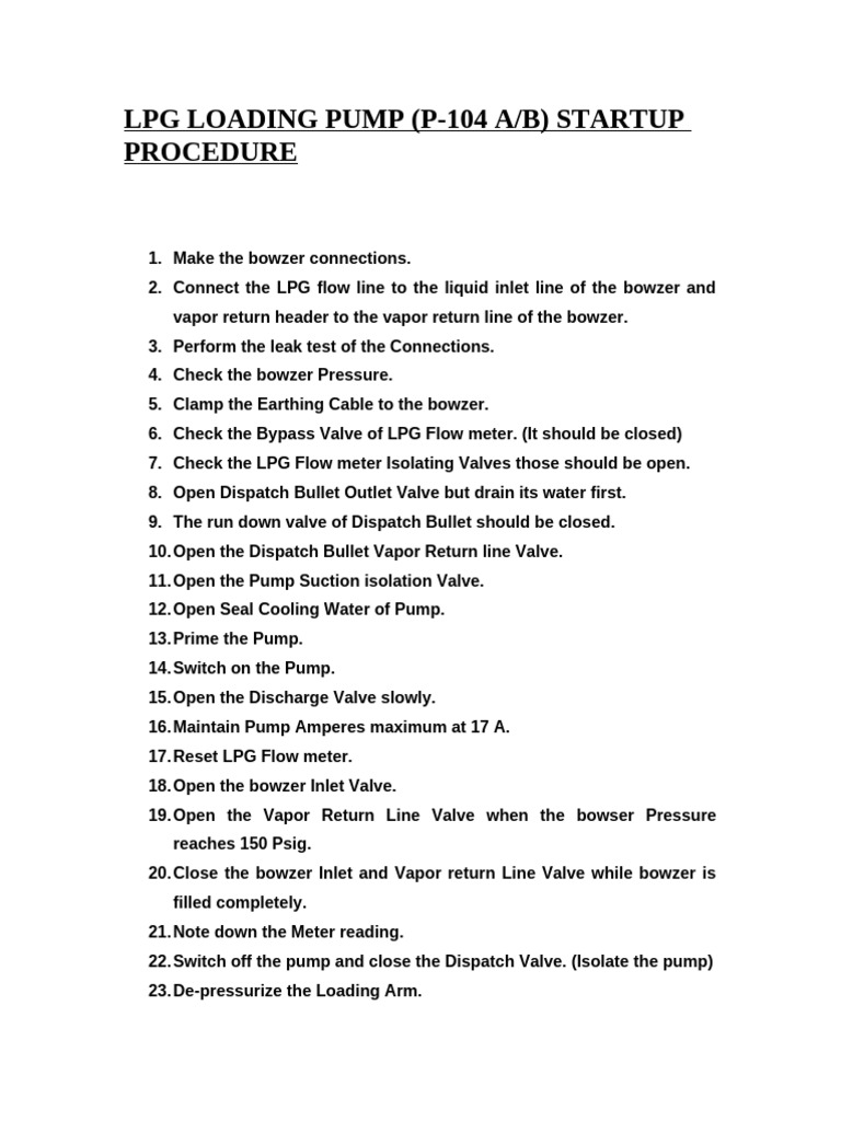 LPG Loading pump startup | PDF