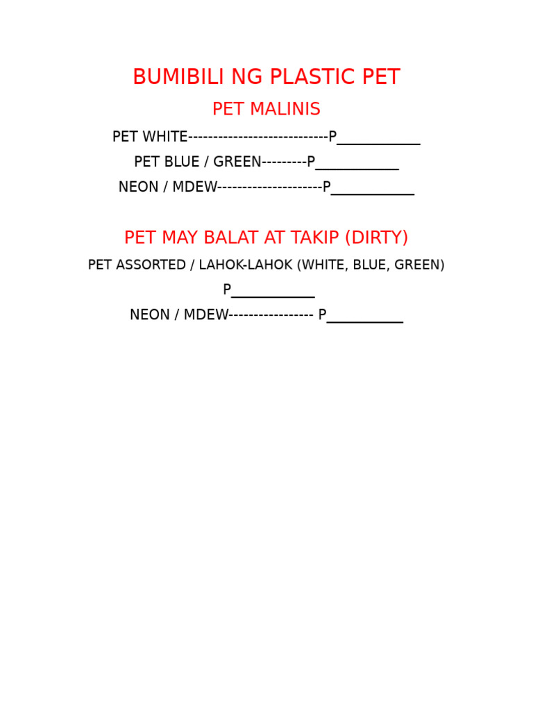 Bumibili NG Plastic Pet | PDF
