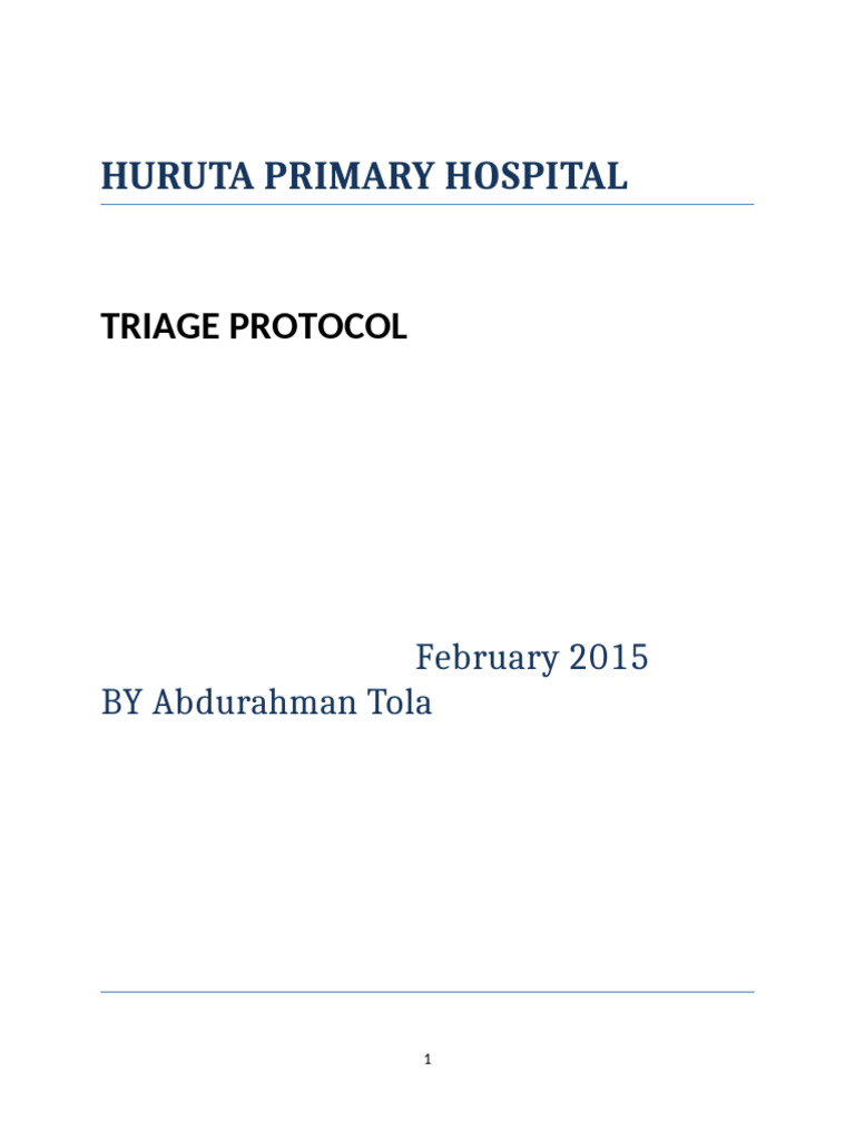 Huruta Primary Hospital Triage Protocol | PDF | Emergency Department ...