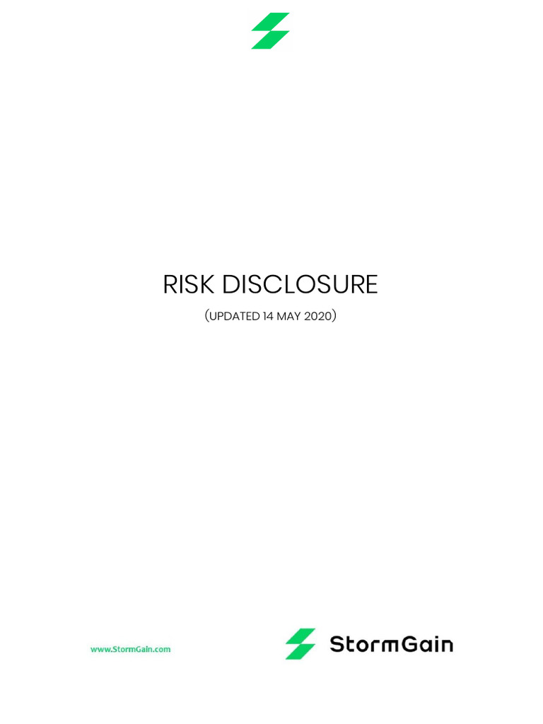 Risk Disclosure | PDF | Cryptocurrency | Risk