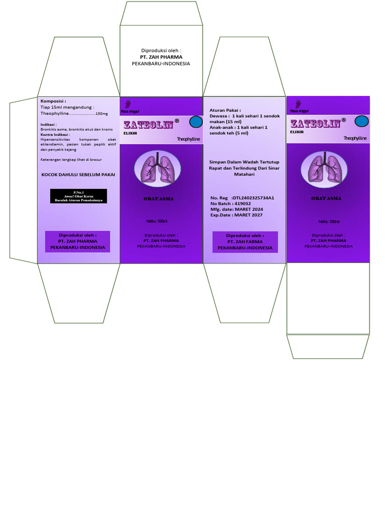 Obat Asma Zateolin Elixir Theophylline | PDF