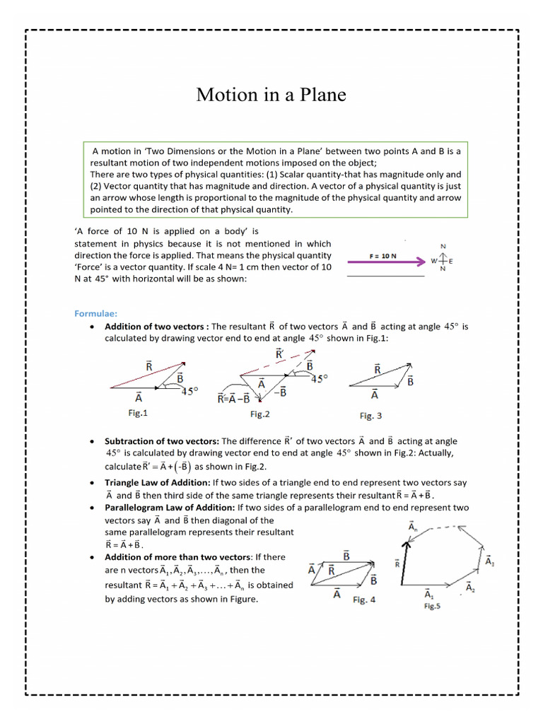 Motion in A Plane | PDF