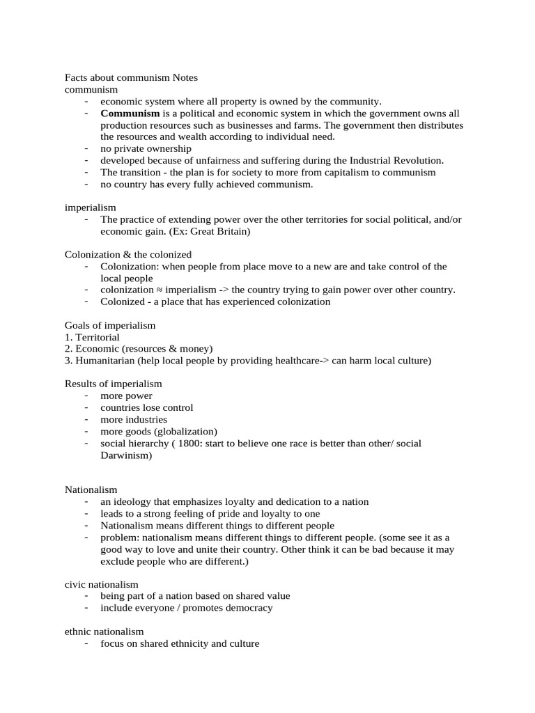 Communism Notes | PDF