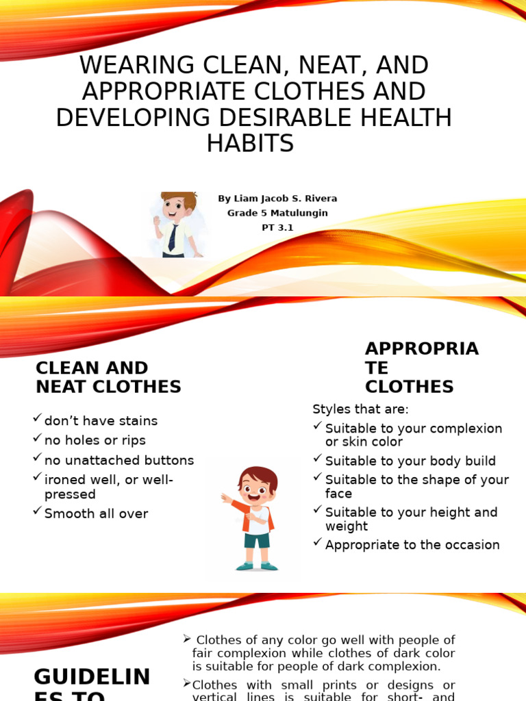 Guide to Neat Clothing and Health Habits | PDF | Clothing
