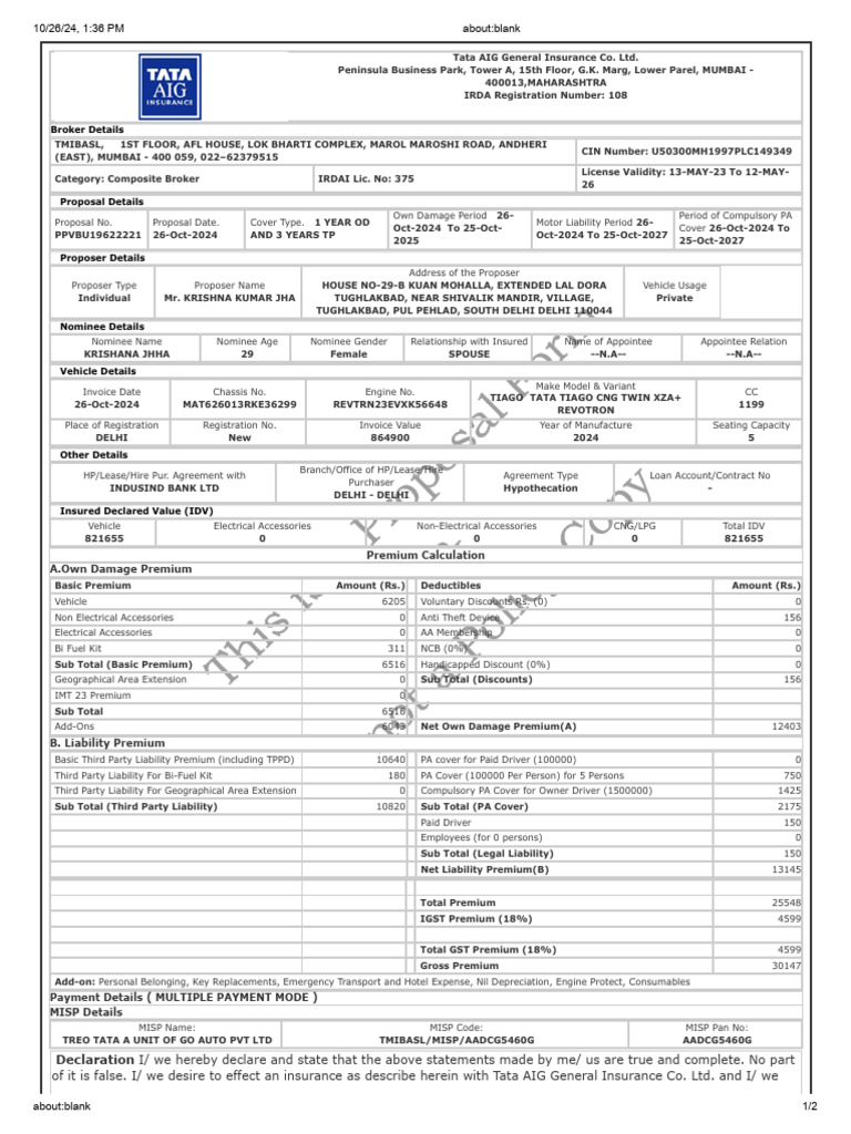 Mr. KRISHNA KUMAR JHA PROPOSAL | PDF | Insurance | Liability Insurance