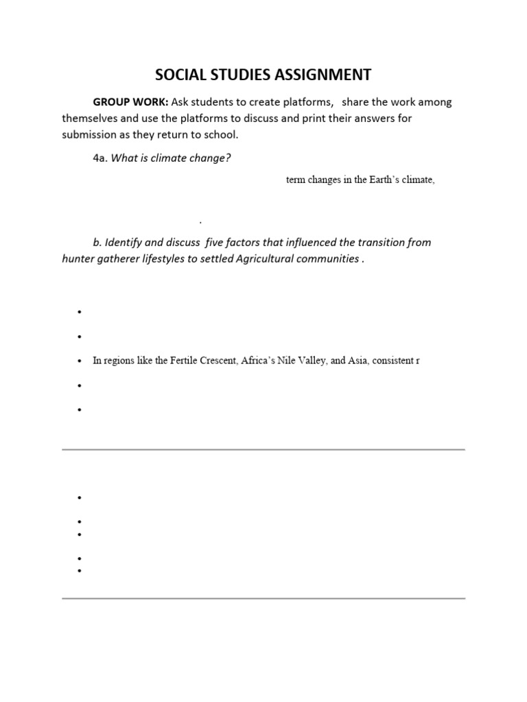 Social Studies Assignment | PDF | Agriculture | Domestication