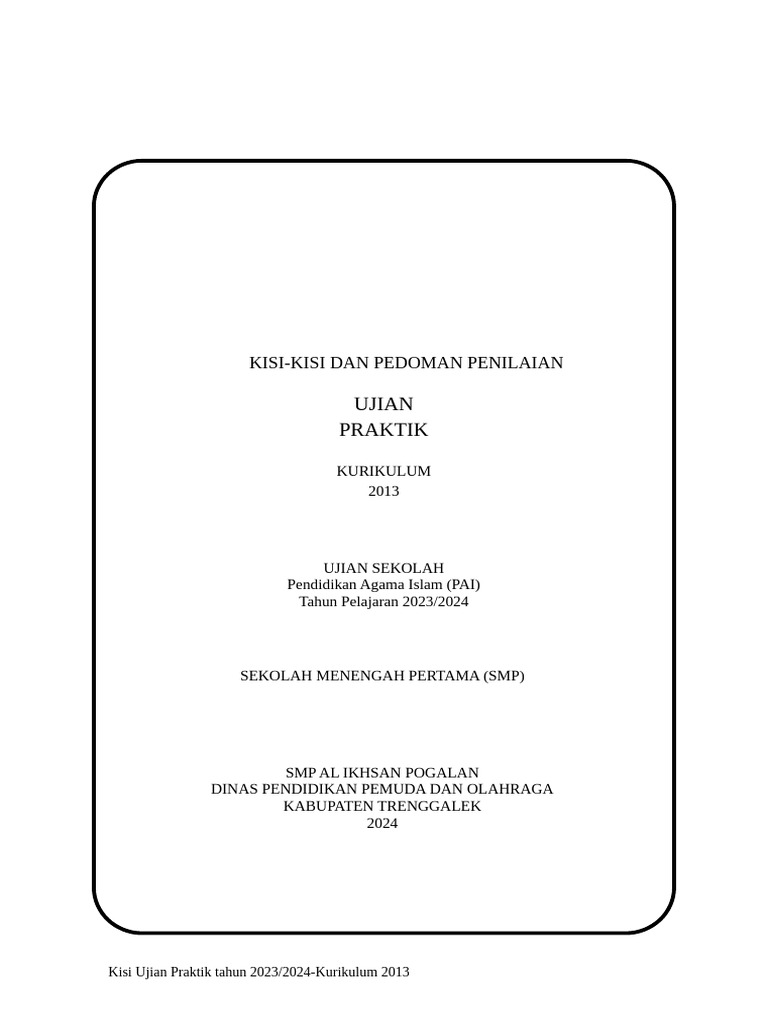Kisi Kisi Ujian Praktik 23-24 MGMP | PDF