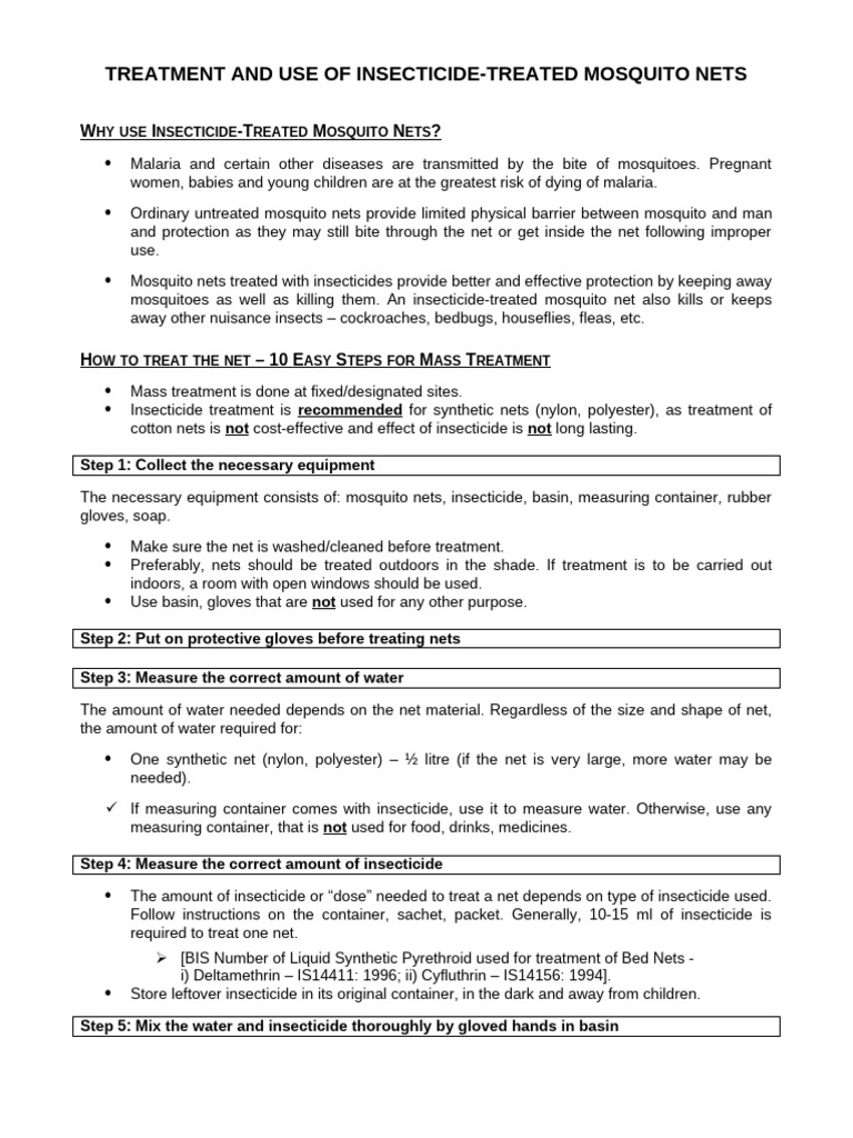 Treatment and Use of Insecticide-Final-18-04-03 | PDF | Mosquito Net ...