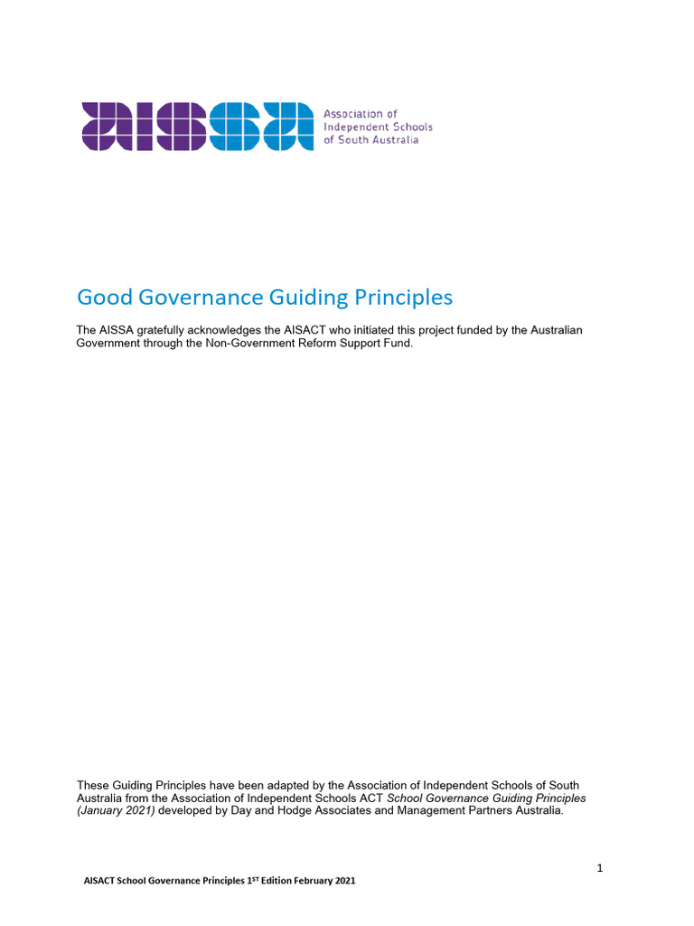 Good Governance Guiding Principles April 2023 | PDF | Governance | Risk
