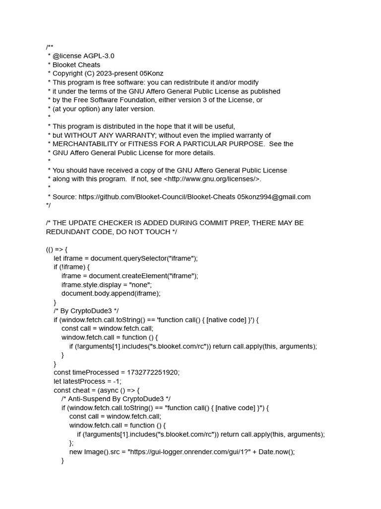 Blooket Cheats Script Overview | PDF | Free Software | Gnu