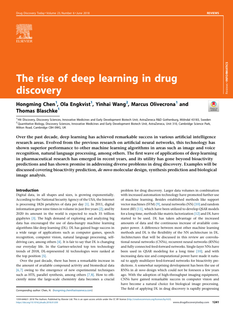 Deep Learning's Impact on Drug Discovery | PDF | Deep Learning ...