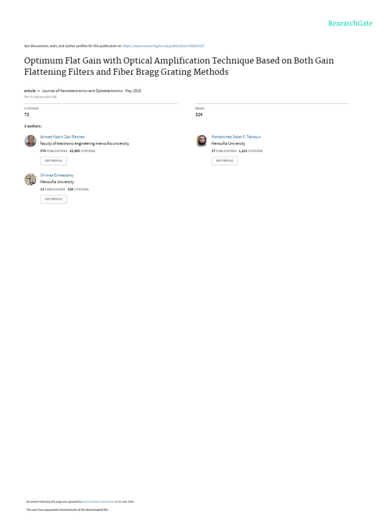 Optimum Flat Gain With Optical Amplification Technique Based On Both ...