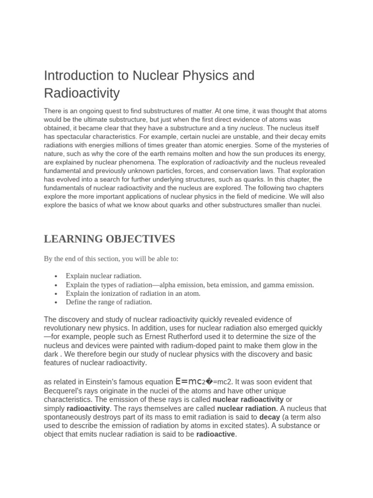 Nuclear Physics and Radioactivity | PDF | Radioactive Decay | Nuclear ...