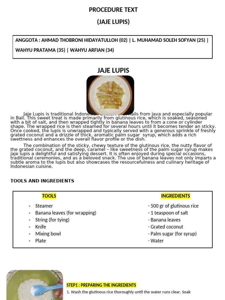PROCEDURE TEXT | PDF | Indonesian Cuisine | Foods