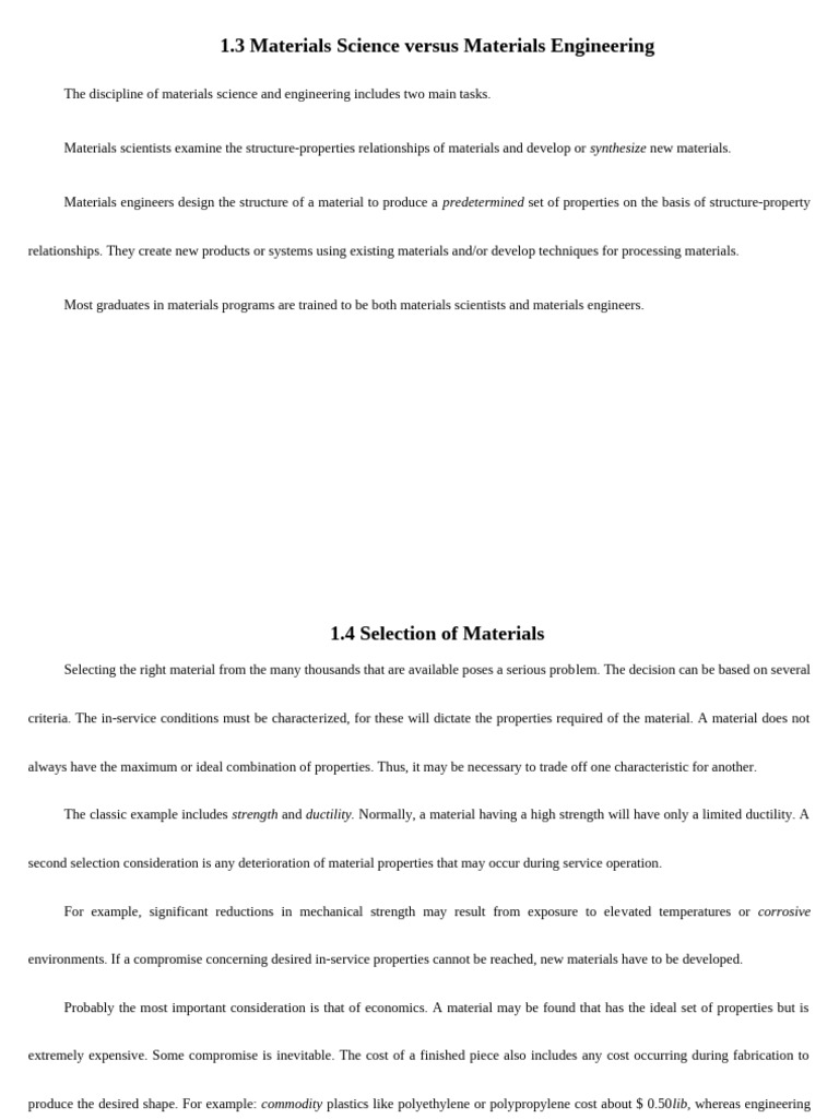 Materials Science vs. Engineering Explained | PDF