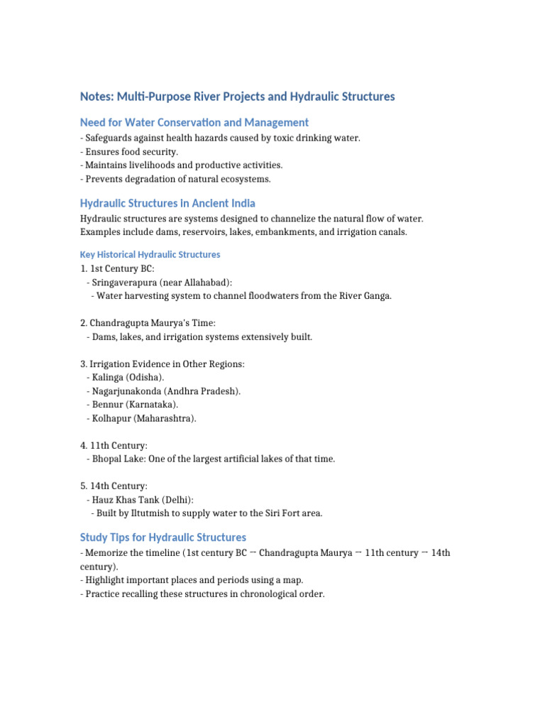 Multi Purpose River Projects Notes | PDF