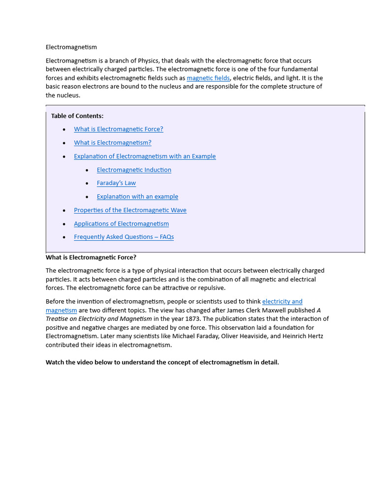Understanding Electromagnetism Basics | PDF | Electromagnetic Induction ...