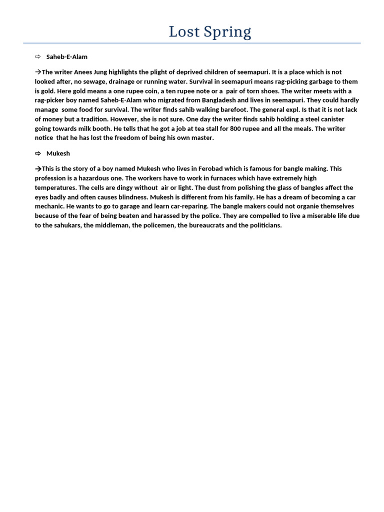 Lost Spring (Summry) | PDF