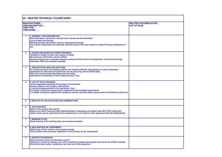Atex Technical Folder Index | PDF