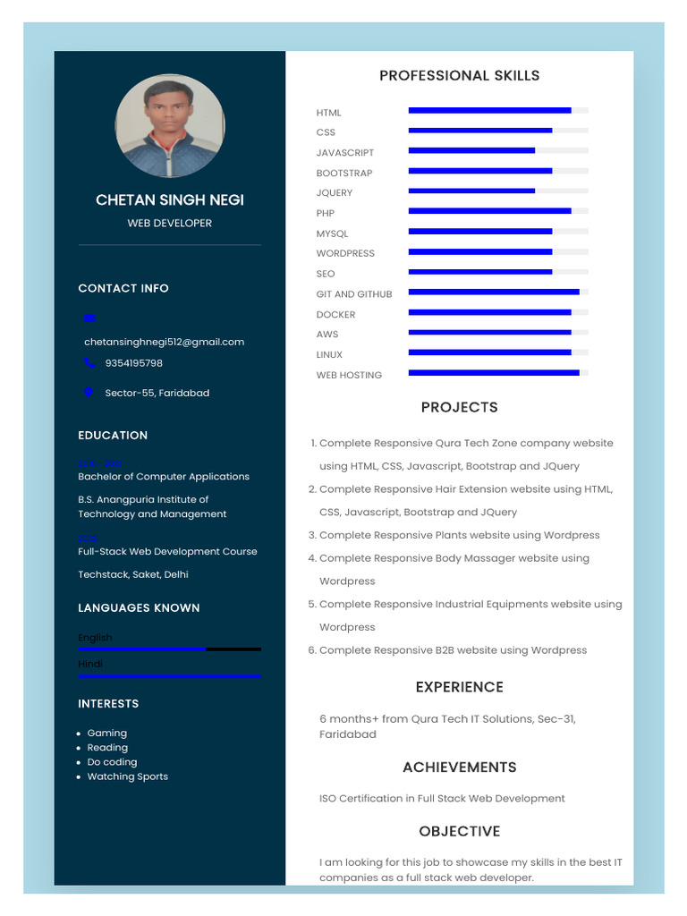 Resume CV | PDF | Bootstrap (Front End Framework) | J Query